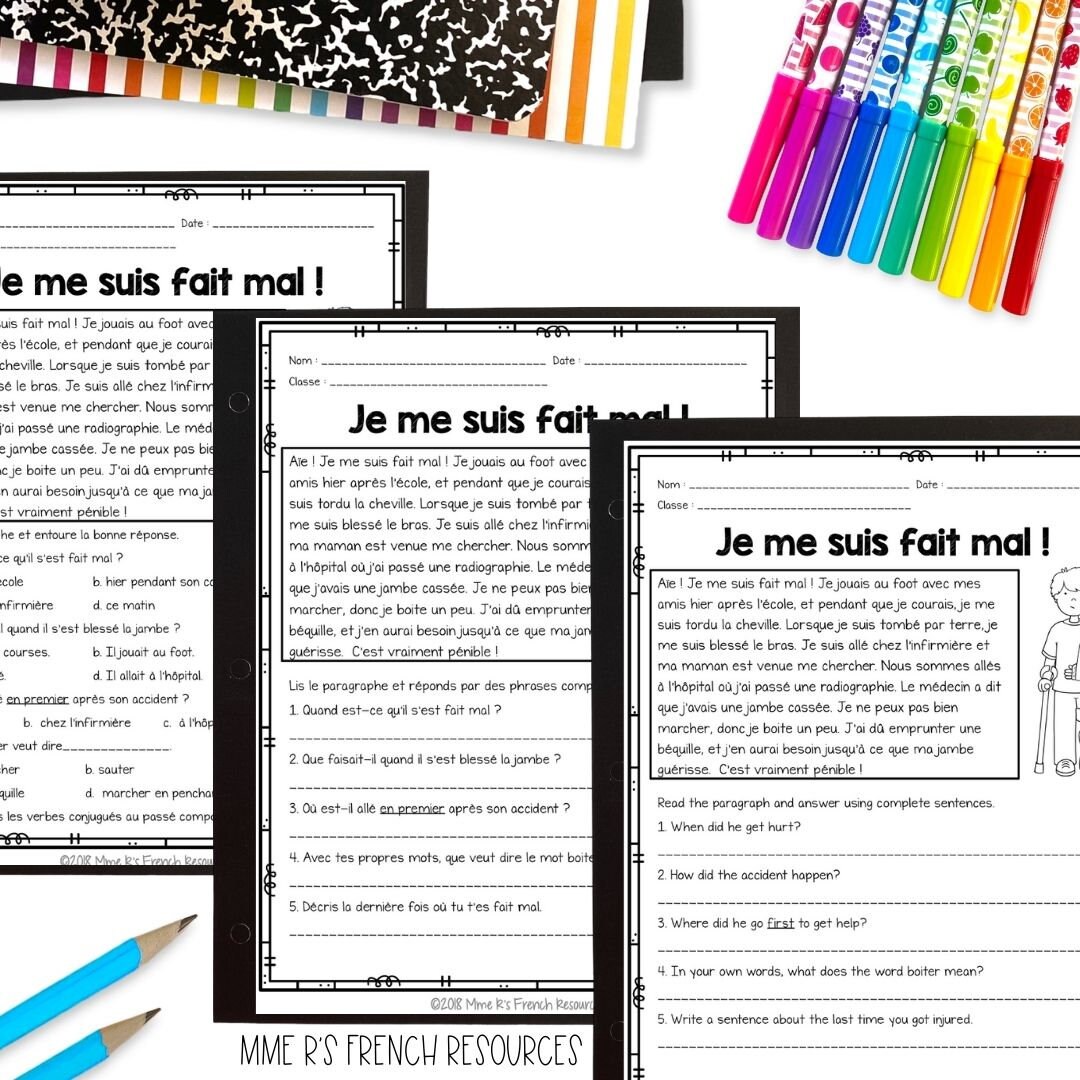 French Reading Comprehension Activities, French Texts for Beginners ...