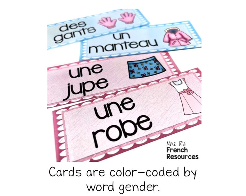 French Clothing Vocabulary Word Wall Cards: Classroom Decor (digital ...