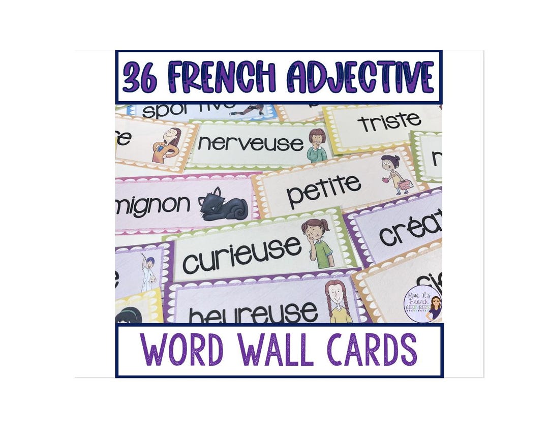 French Adjectives Word Wall Cards: Classroom Decor (digital Download ...