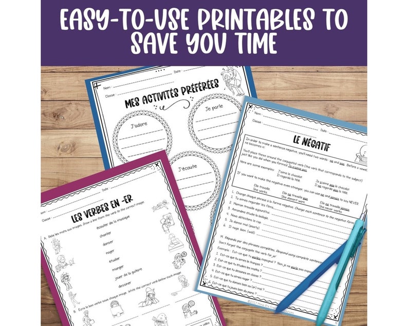 French ER Verbs Worksheets: French Verb Conjugation Activities, Present ...