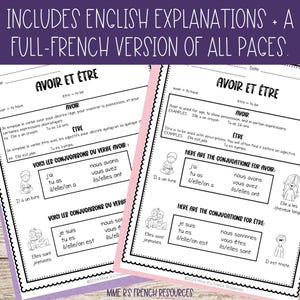 French Worksheets: Avoir & être Present Tense French Verb Conjugation ...
