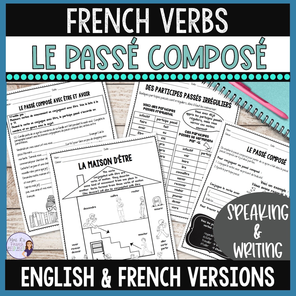 Passé Composé French Worksheets for French Verb Conjugation, French ...