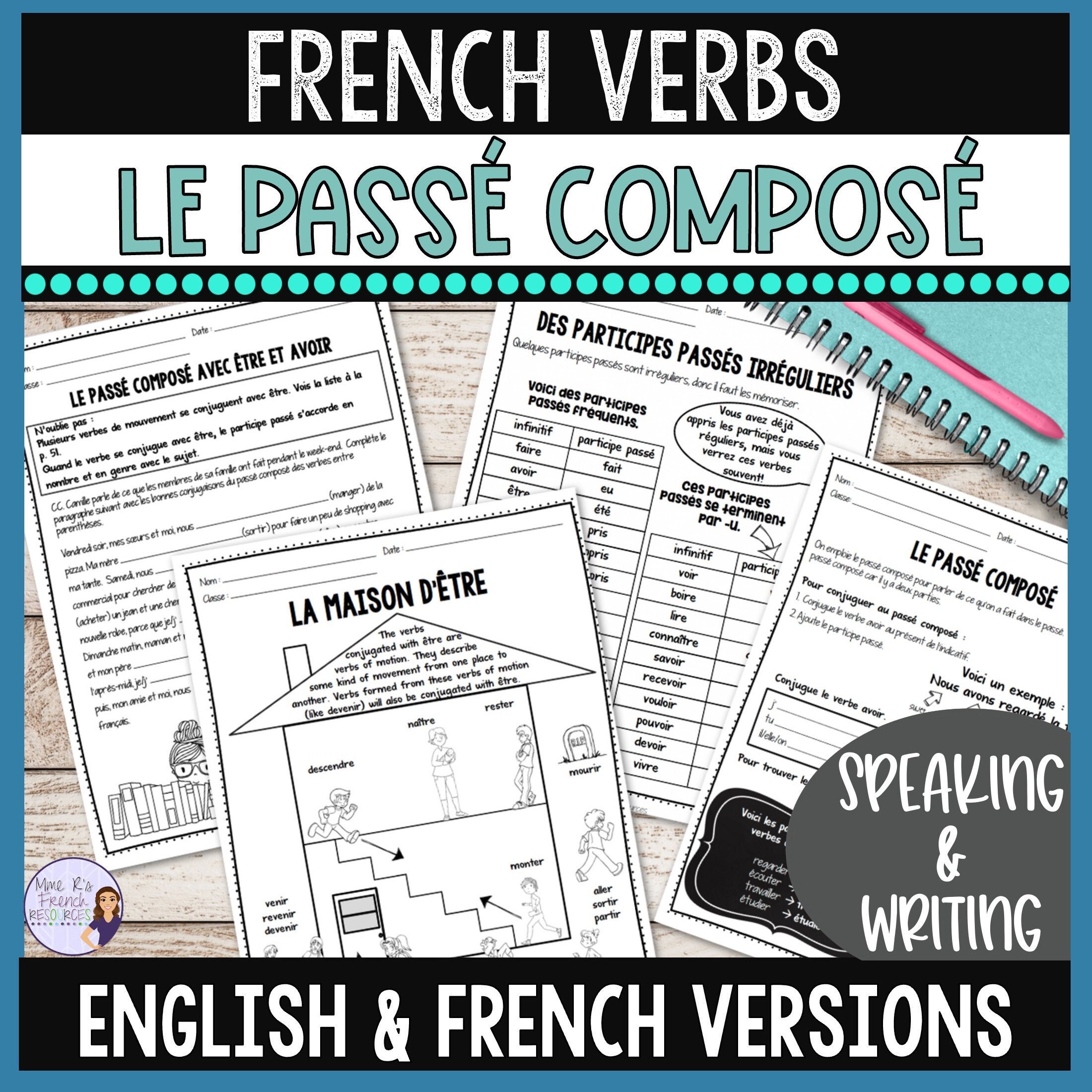 Passé Composé French Worksheets for French Verb Conjugation, French ...