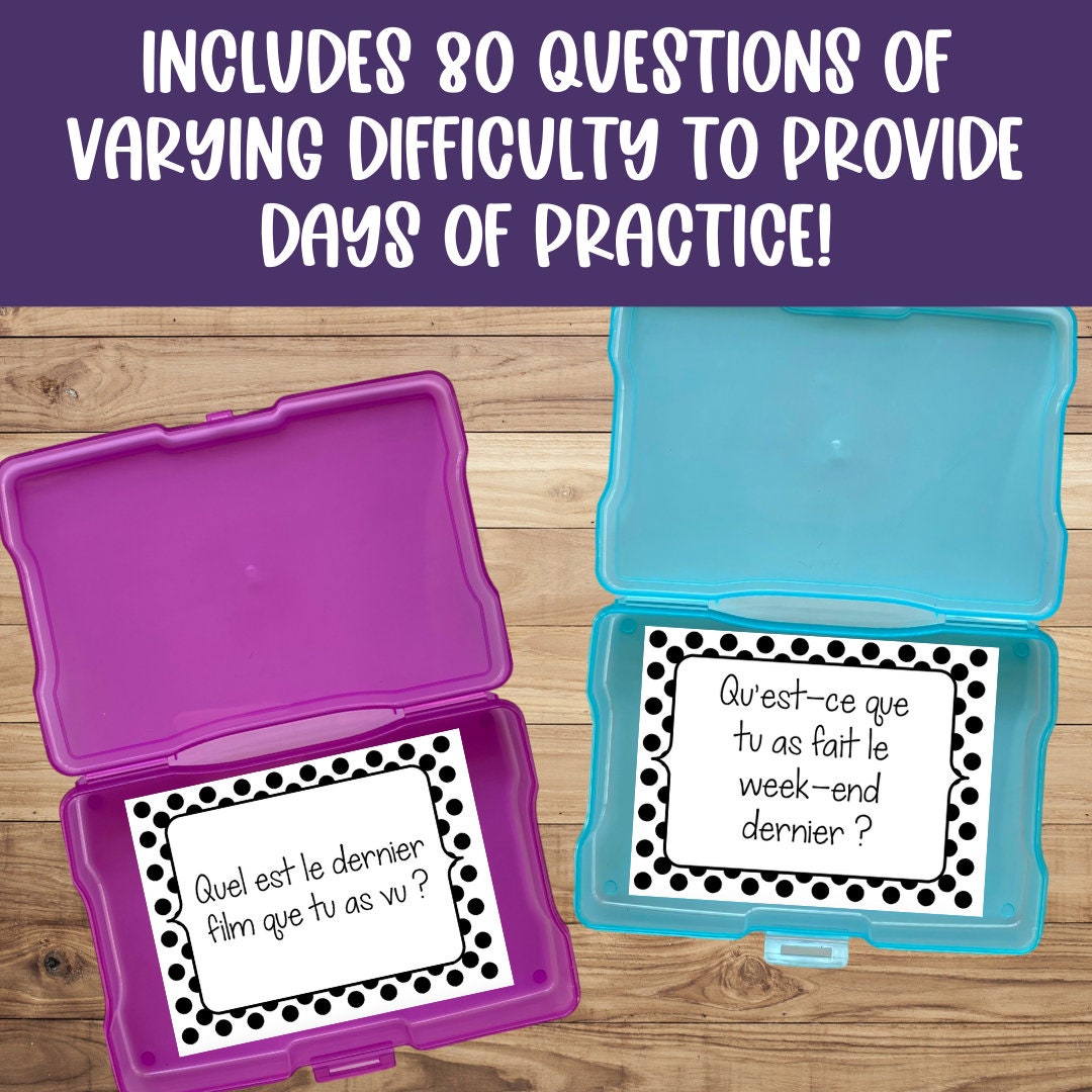 French Speaking Prompts, Passé Composé Activity, French Language ...