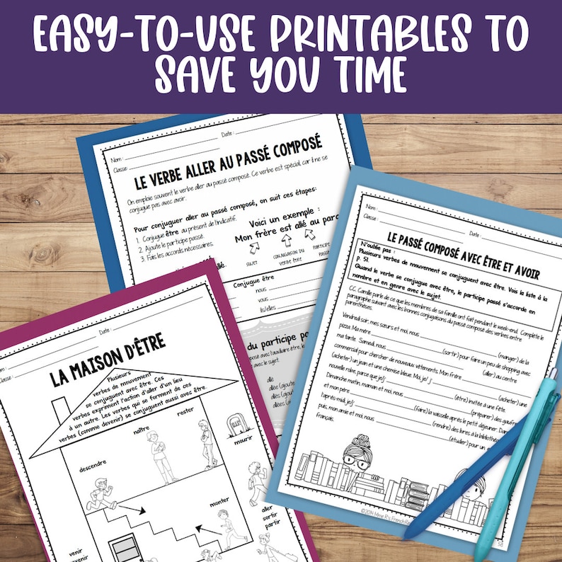 Passé Composé French Worksheets for French Verb Conjugation, French ...