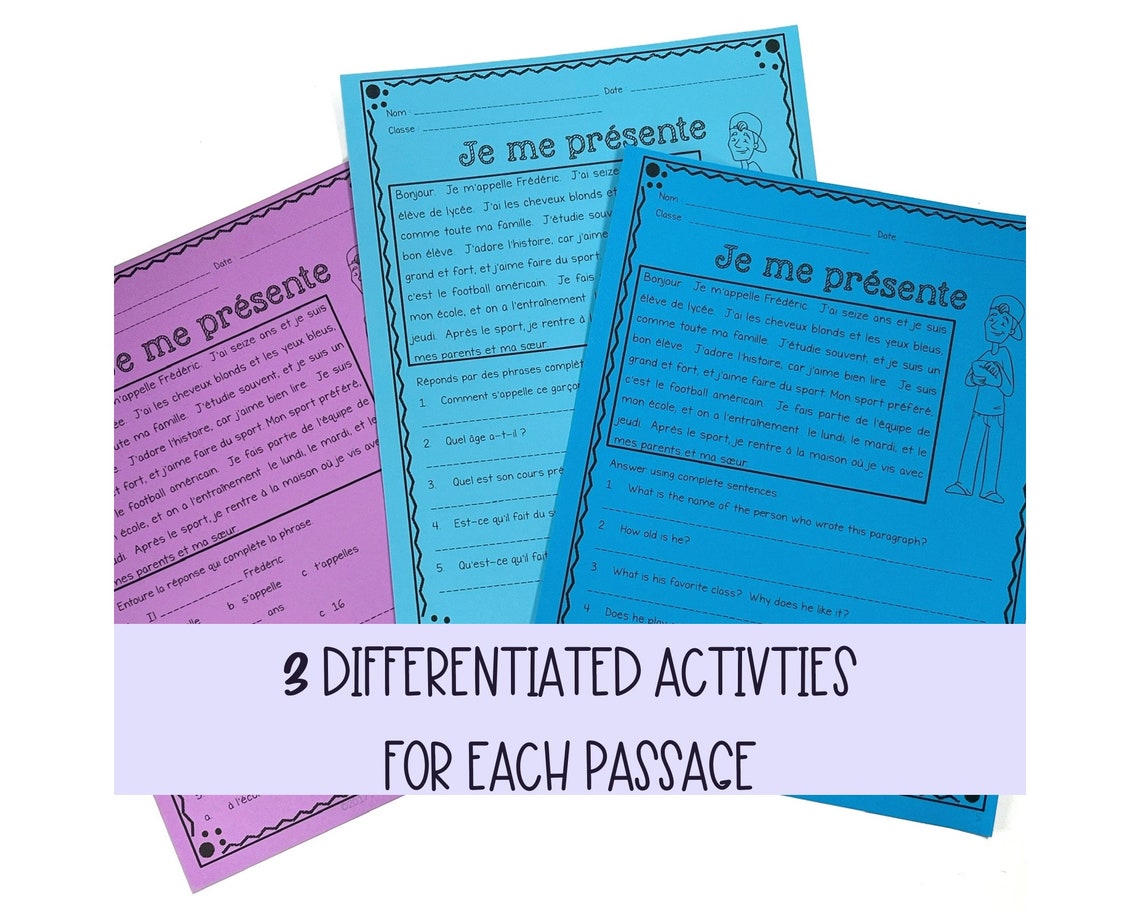 French Reading Comprehension Activities French Texts for - Etsy