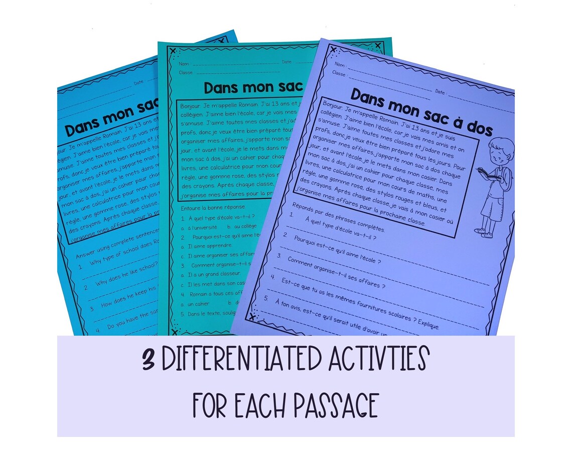 French Reading Comprehension Worksheets Reading Activities - Etsy