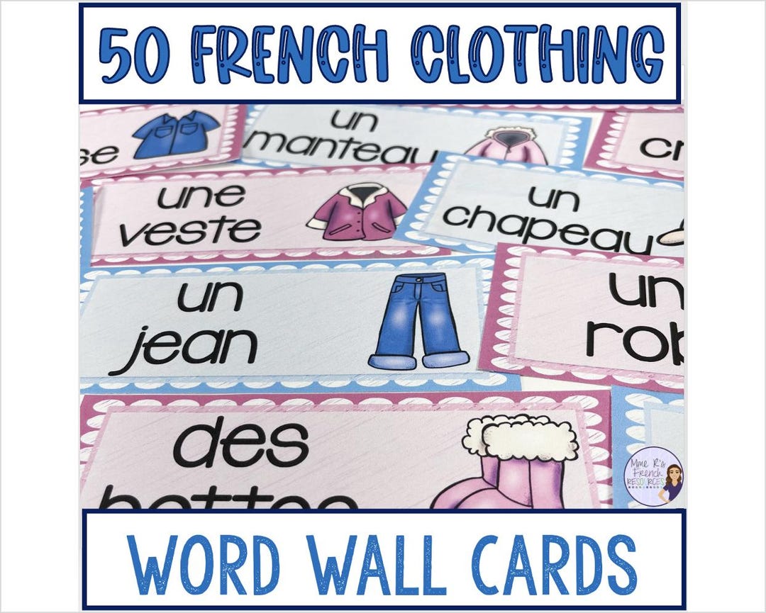 French Clothing Vocabulary Word Wall, Classroom Decor, Classroom ...