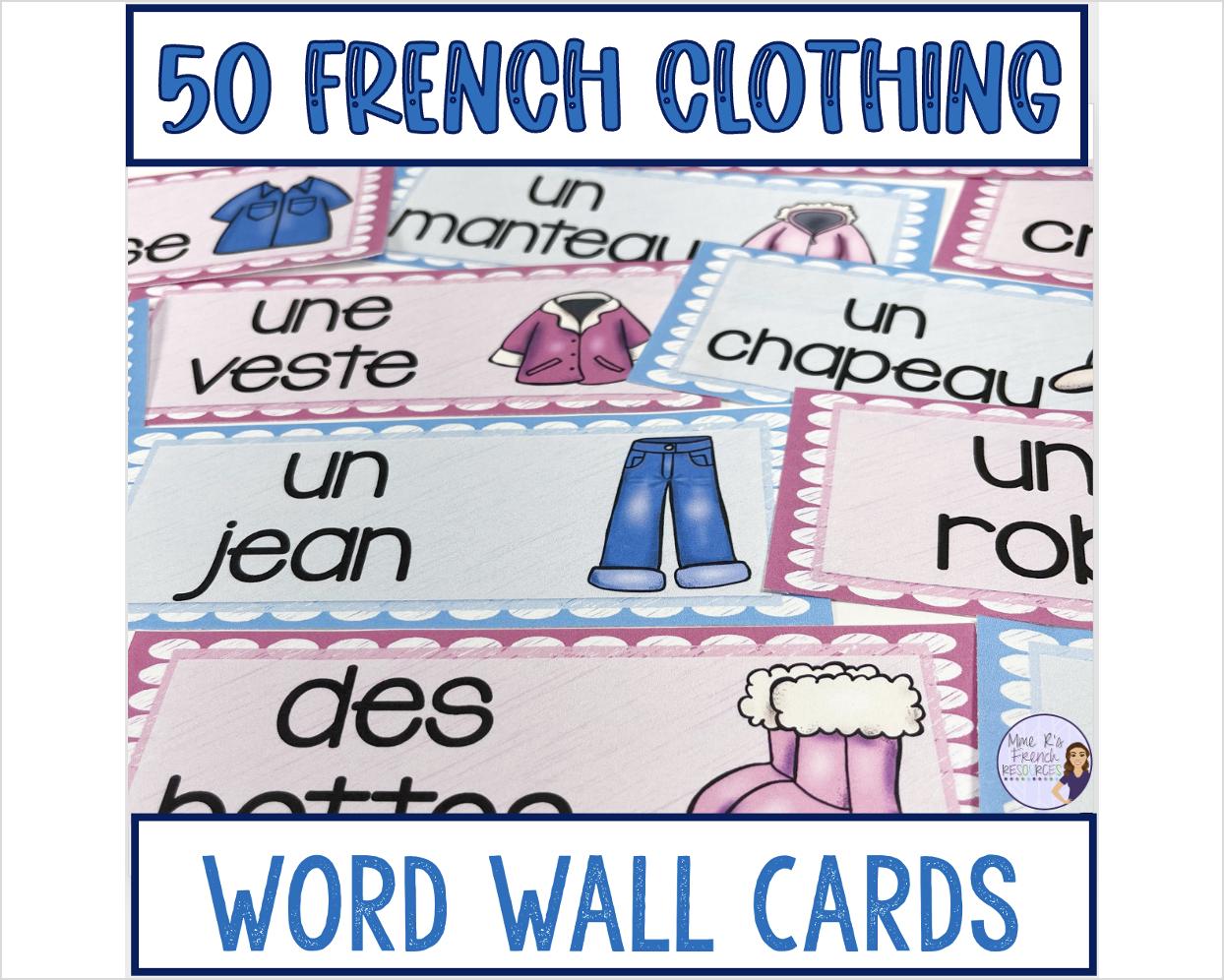 French Clothing Vocabulary Word Wall Cards: Classroom Decor (digital ...