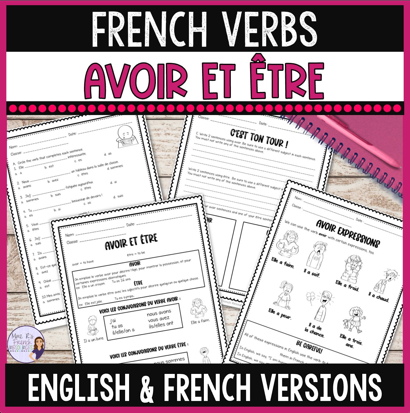 French Worksheets: Avoir & être Present Tense French Verb Conjugation ...