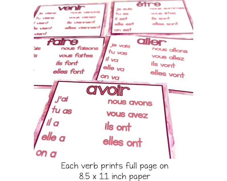 French Verb Chart Printable Posters for Regular & Irregular Verbs ...