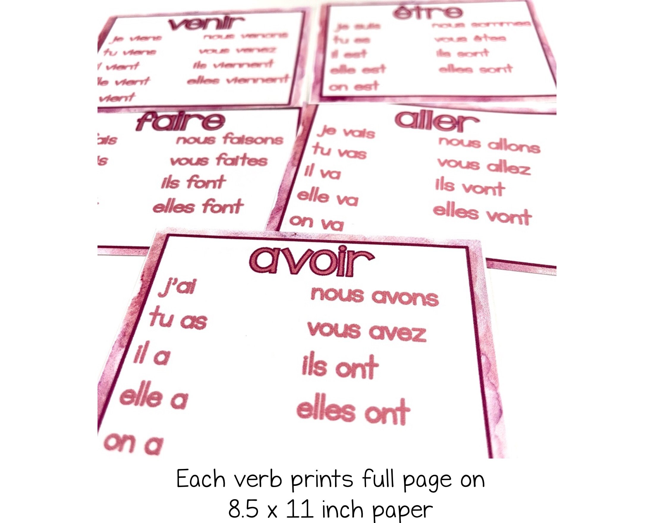 French Verb Chart Printable Posters for Regular & Irregular Verbs ...