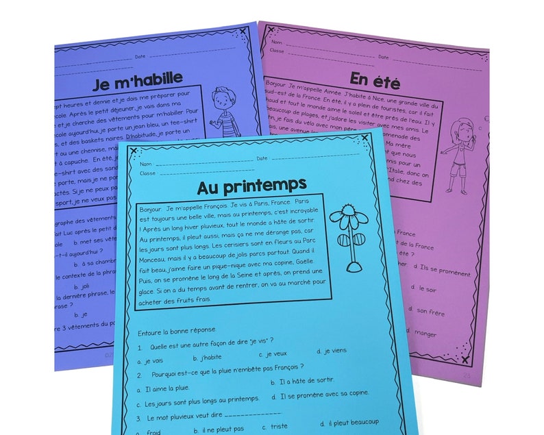 French Reading Comprehension Worksheets, Reading Activities for French ...