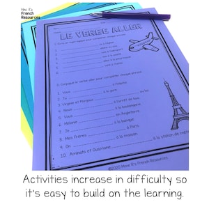 French Verb Worksheets: Aller Present Tense + Futur Proche Activities ...