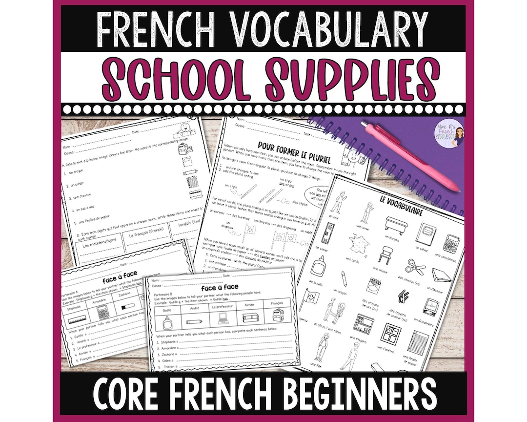 French School Supplies Worksheets for Beginning French Students - Etsy