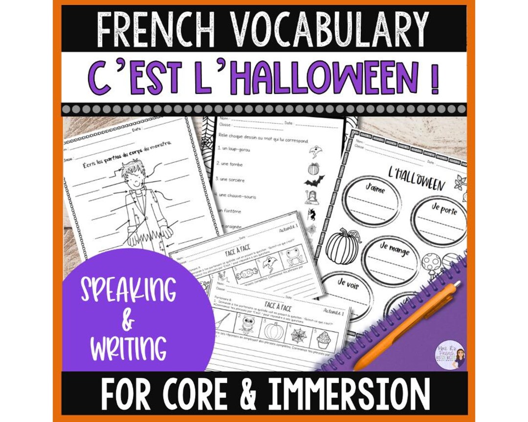 French Halloween Activity Pack: Vocabulary Worksheets & Puzzles (PDF ...