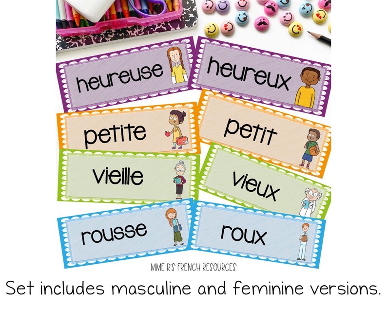 French Word Wall, Adjectives Vocabulary, French Classroom Decor ...