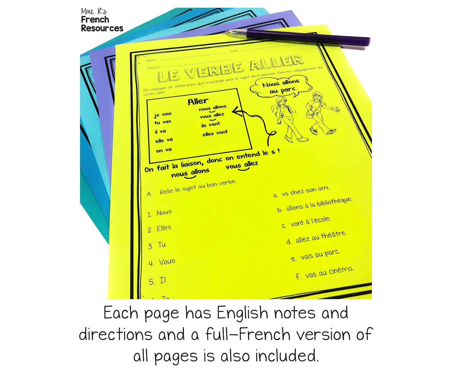 French Verb Worksheets: Aller Present Tense + Futur Proche Activities ...
