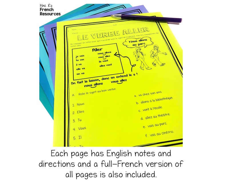 French Verb Worksheets: Aller Present Tense + Futur Proche Activities ...