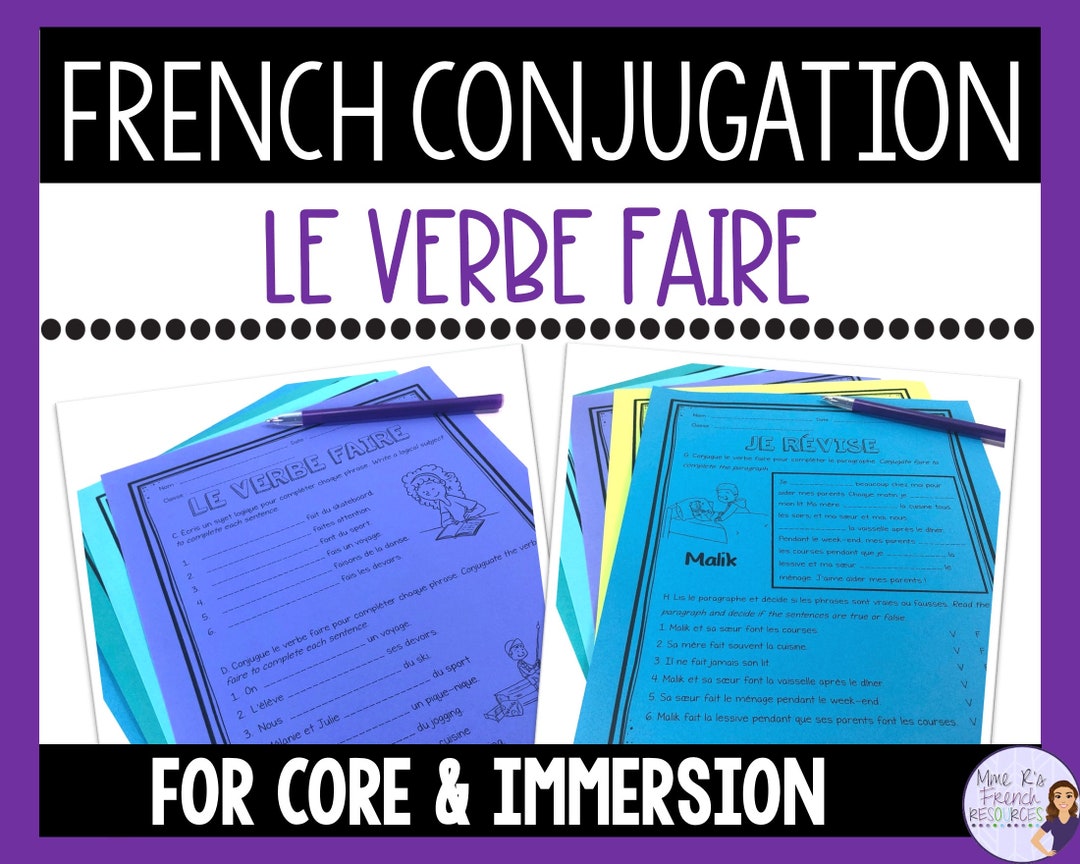 French Verb Conjugation Worksheets : Faire Present Tense - Etsy