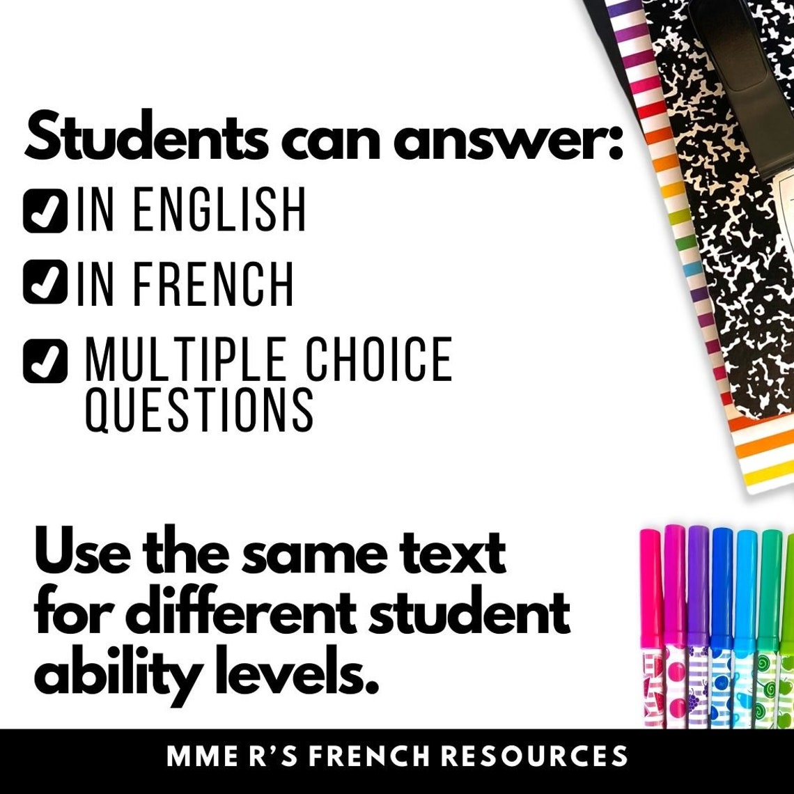 French Reading Comprehension Activities, French Texts for Beginners ...
