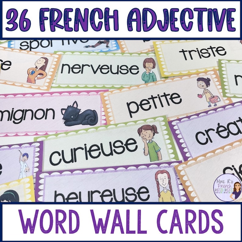 French Word Wall, Adjectives Vocabulary, French Classroom Decor ...