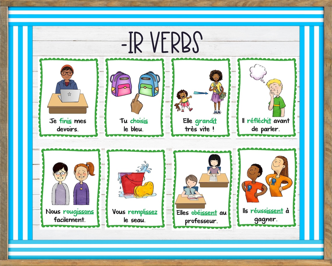 French Verb Posters for Regular ER, IR, RE Verbs : Printable French ...