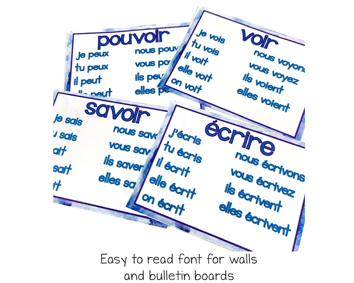 French Verb Chart Printable Posters for Regular & Irregular Verbs ...