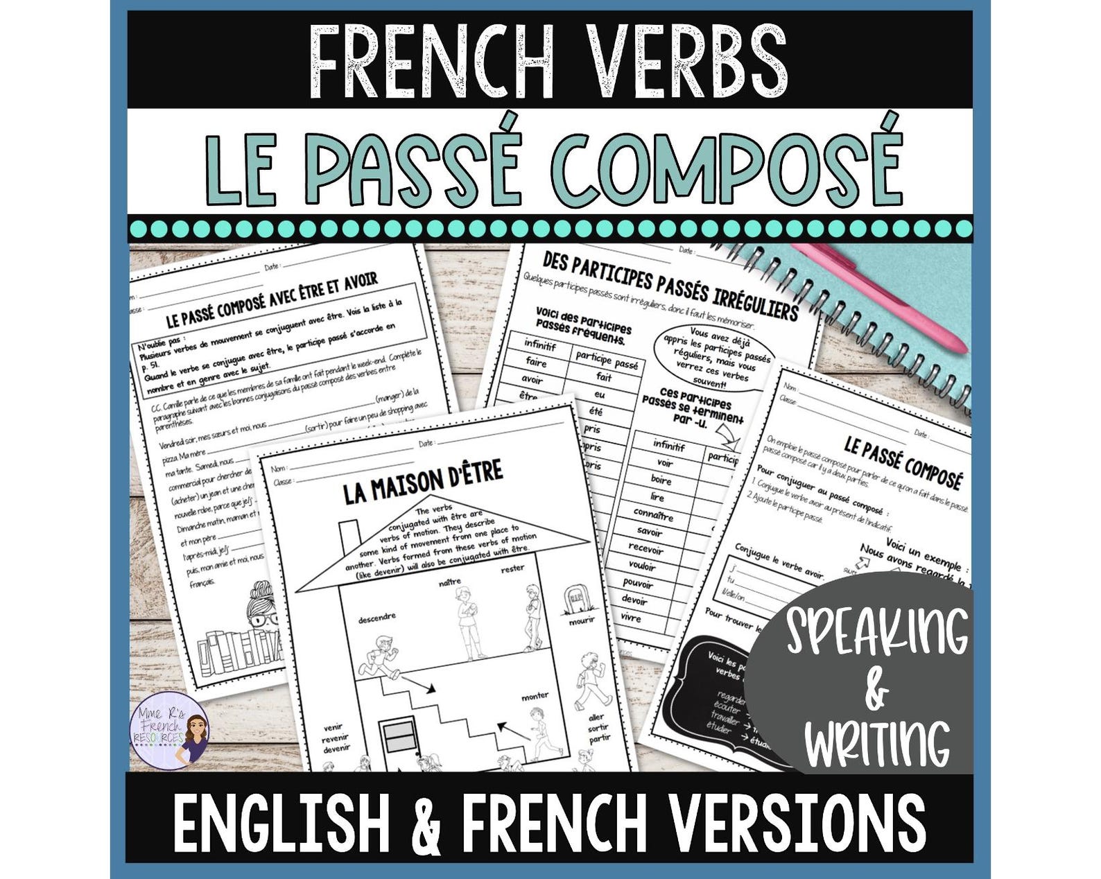 Passé Composé French Worksheets for French Verb Conjugation, French ...