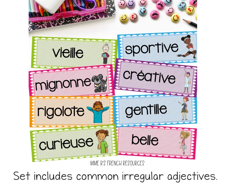 French Word Wall, Adjectives Vocabulary, French Classroom Decor ...