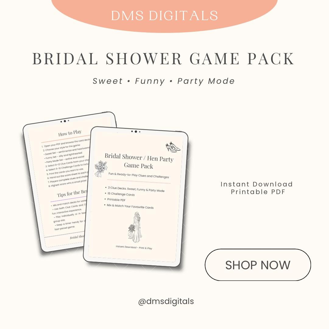 Bridal Shower Game Pack | Hen Party Games, Sweet, Funny & Party Mode ...