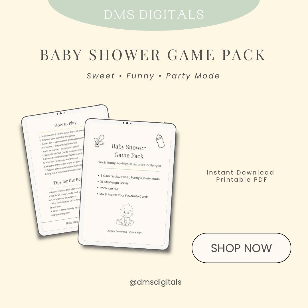 Neutral Baby Shower Game – Clue Cards & Challenges (printable PDF) - Etsy