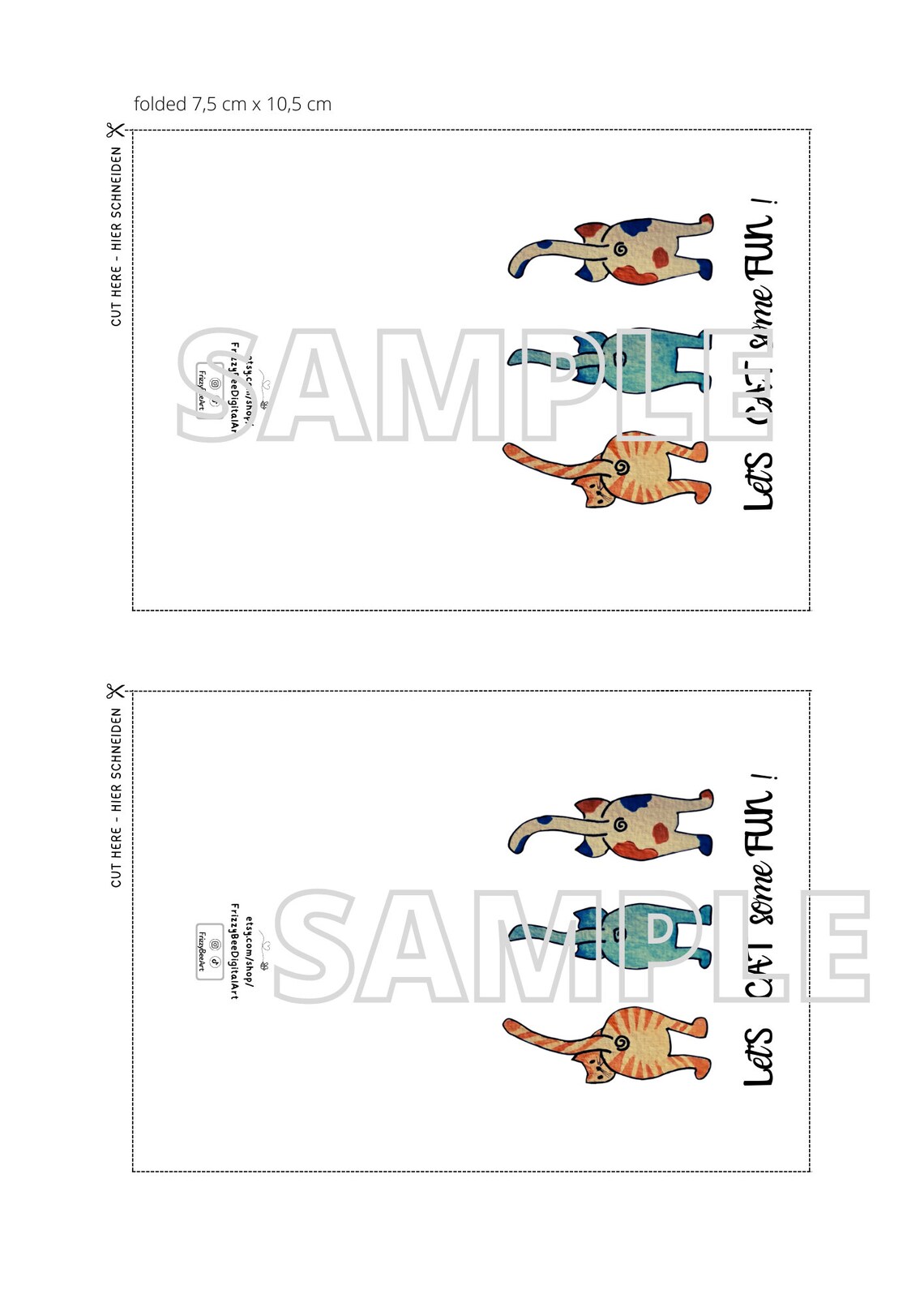 Printable Digital Card Let's CAT Some Fun - Cat Card - Fun Card - Fun ...