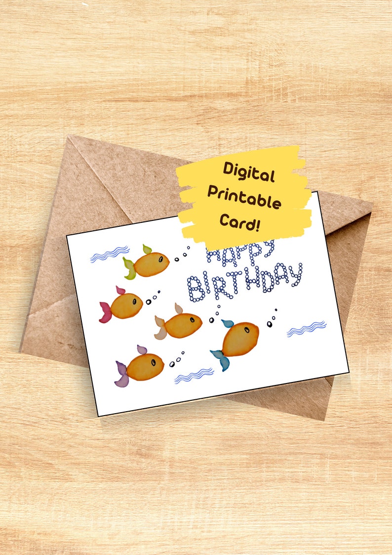Printable Birthday Card - Digital Download Happy Birthday Fishes ...