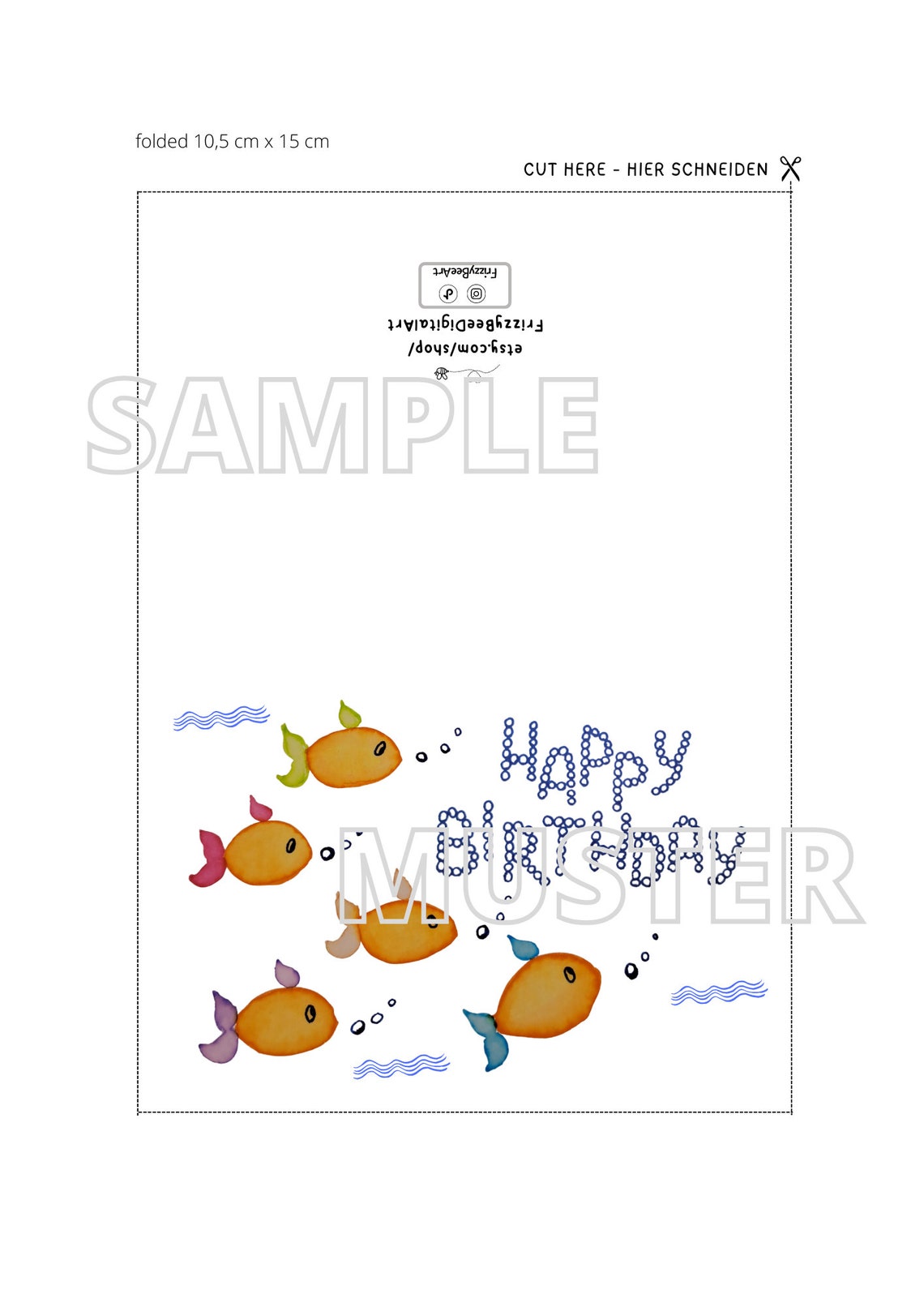 Printable Birthday Card - Digital Download Happy Birthday Fishes ...