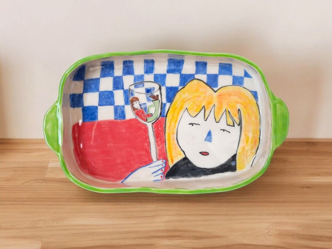 Handmade Ceramic Platter in Bright Colors - Handbuilt Pottery Tray ...