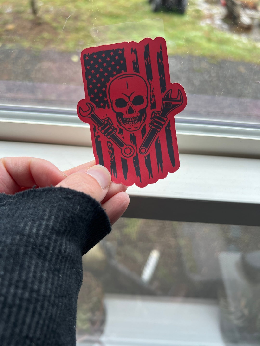 Mechanic Skull and Flag Stickers / Matte Stickers / Mechanic Skull - Etsy
