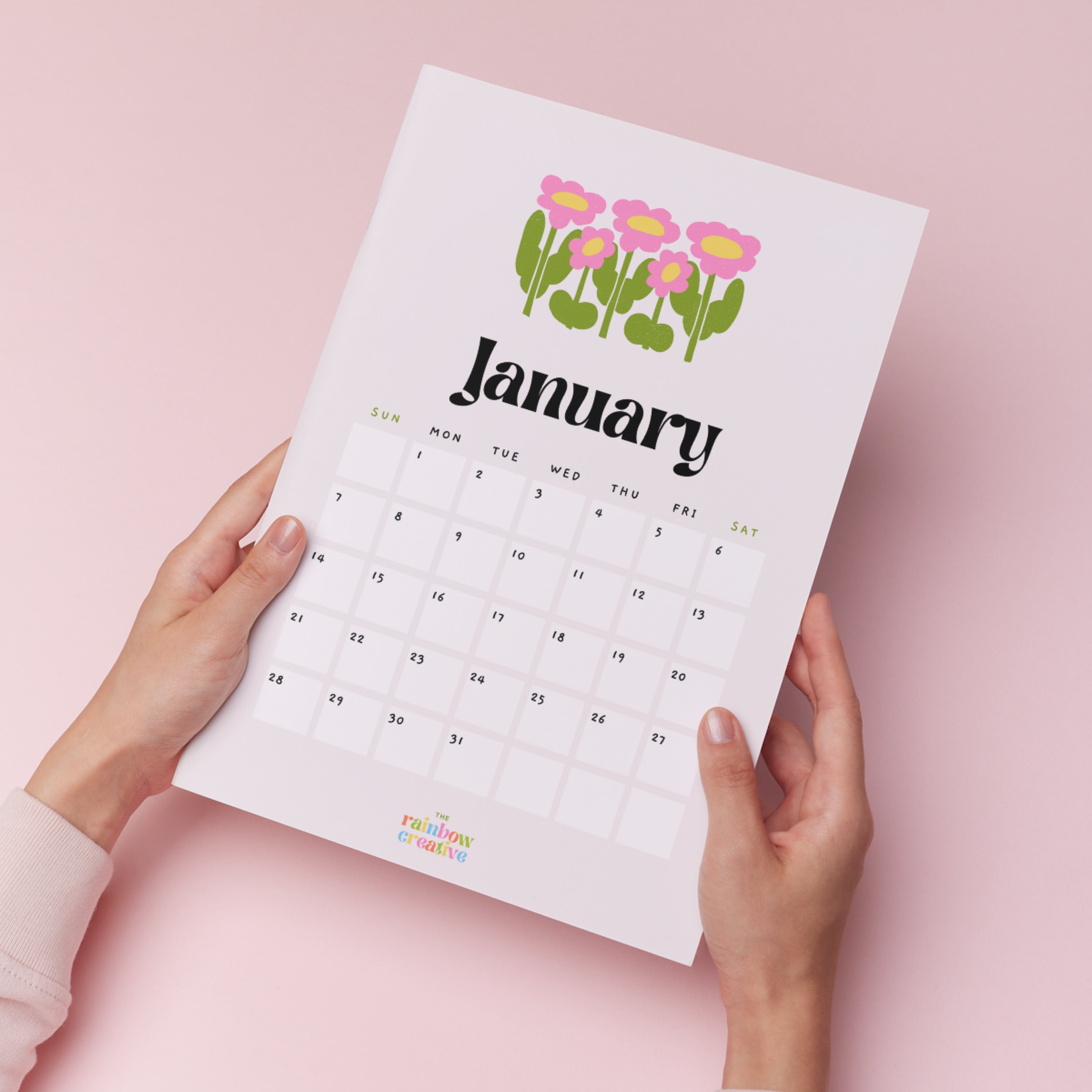 2024 Colourful Calendar // Printable Calendar 2024, Floral Calendar ...