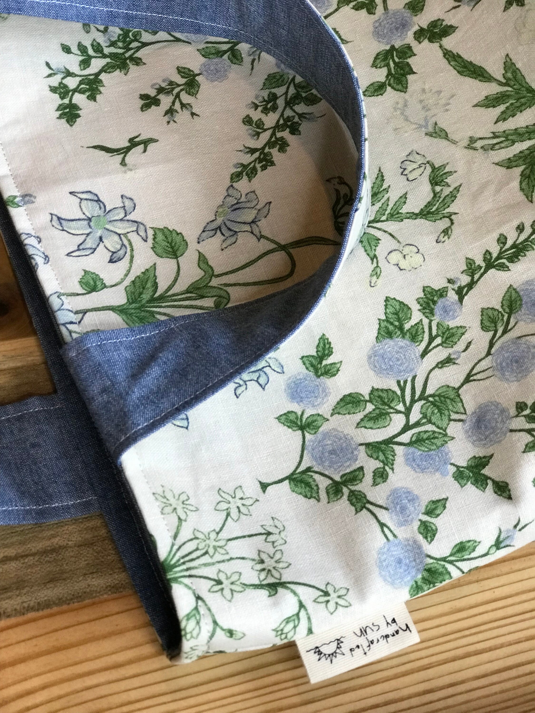 Blue Flower Pattern Mini Tote Bag Sturdy Linen Fabric Versatile ...