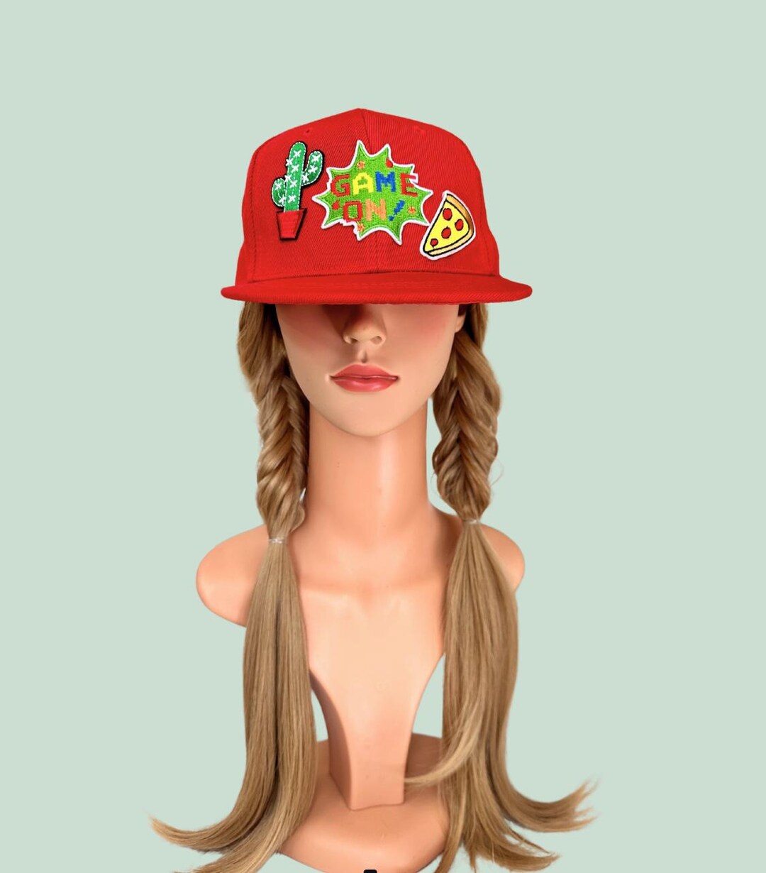 Gaming Cap With Attached Blonde Plaited Hair Wig Hat - Etsy