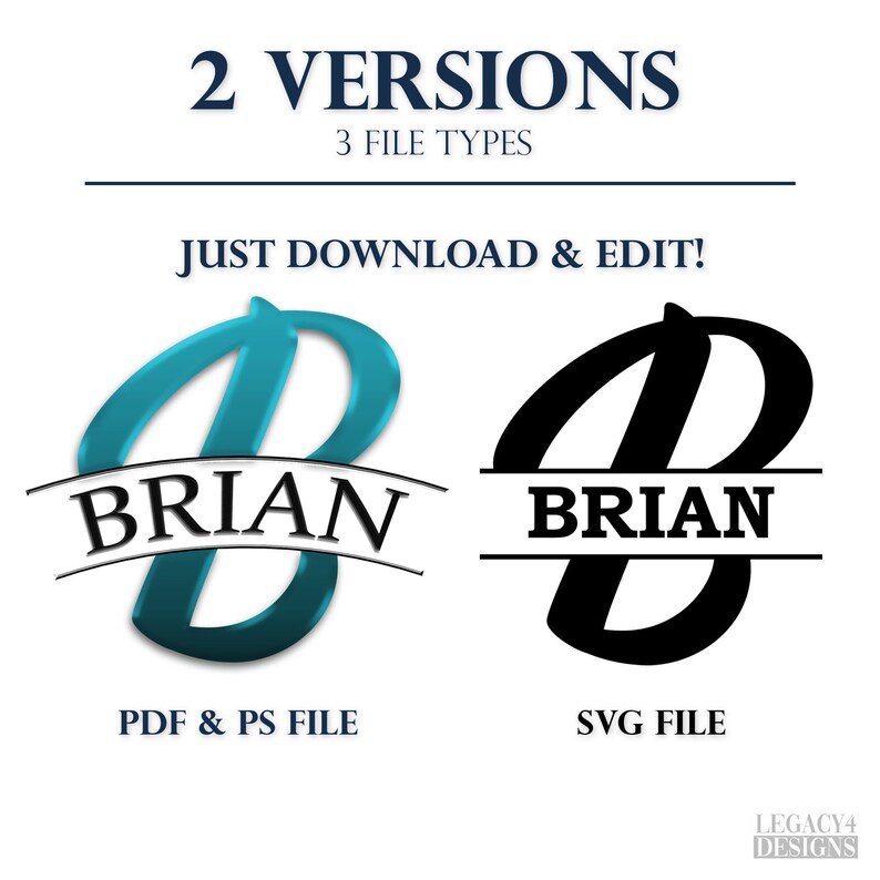 Split Alphabet Monogram Name PDF, SVG, PSD, 26 Letters A-Z Monogram ...