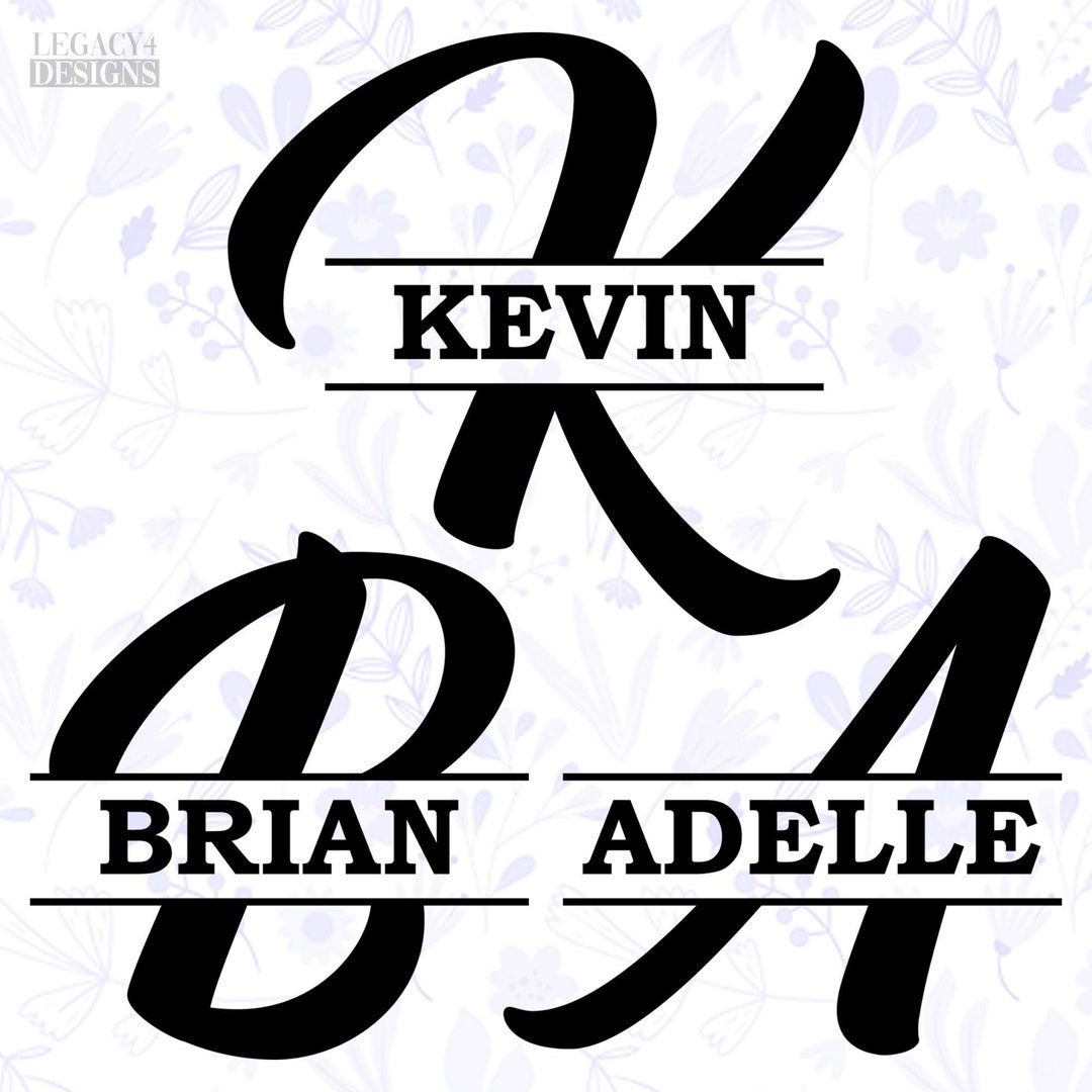 Split Alphabet Monogram Name PDF, SVG, PSD, 26 Letters A-Z Monogram ...