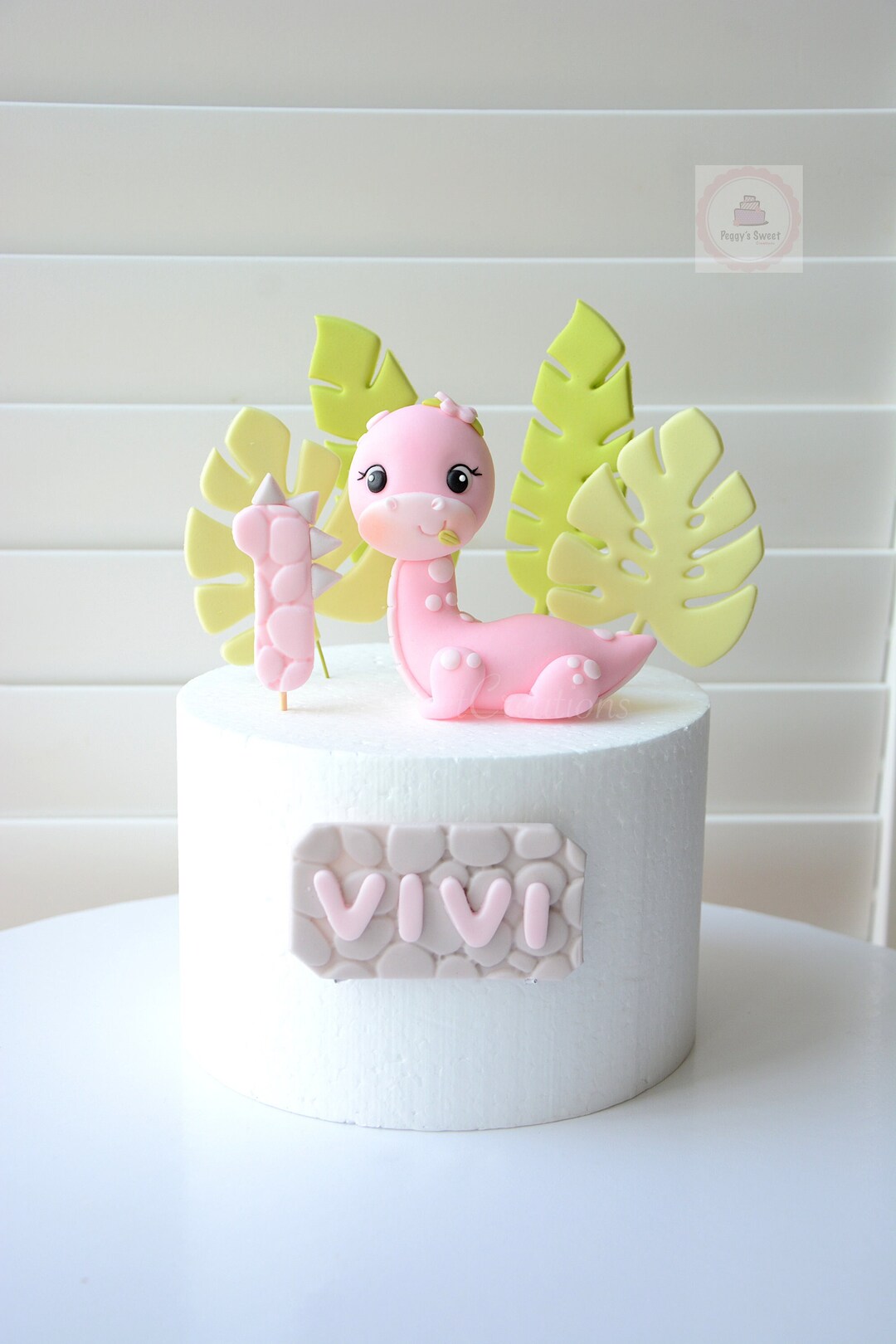 Baby Pink Dinosaur Fondant Cake Topper - Brontosaurus - Dino Birthday ...