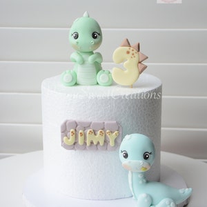 Baby Dinosaur Fondant Cake Topper - Sugar - T-rex - Brontosaurus ...
