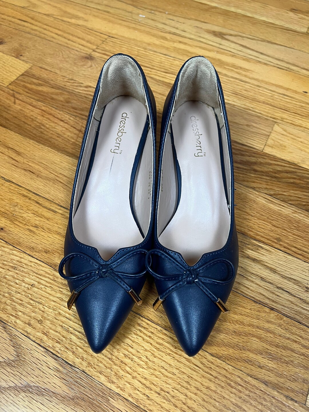 Vintage Navy Blue Kitten Heels With Bows Size Us 5 Etsy
