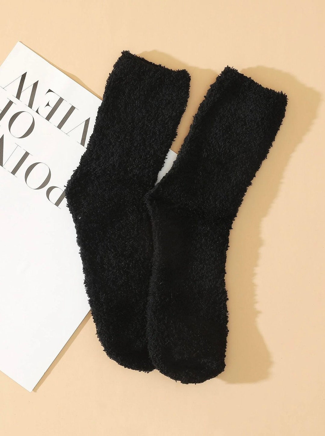 Black and White Fuzzy Socks Cozy Socks Warm Socks - Etsy