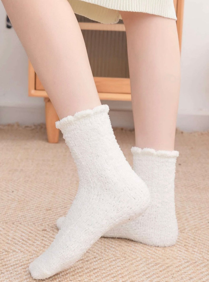 Black and White Fuzzy Socks Cozy Socks Warm Socks - Etsy