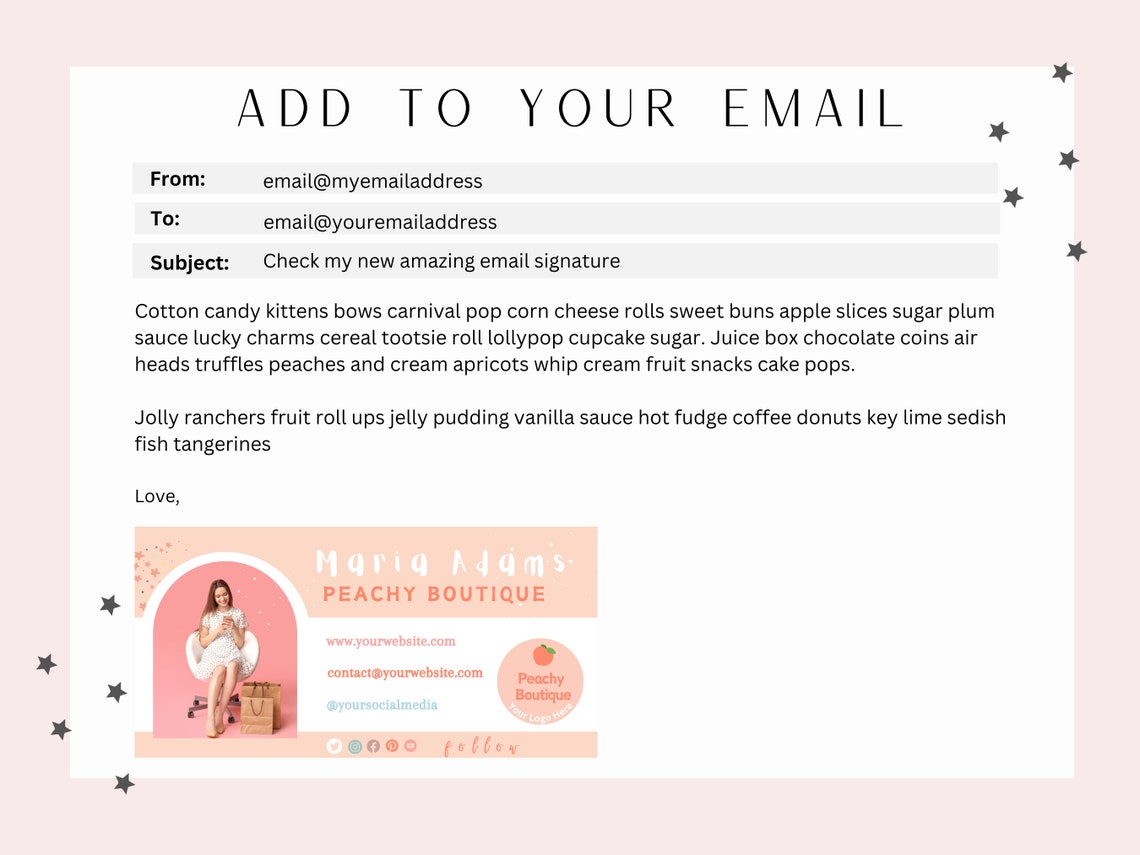 Aesthetic Email Signature Template, Small Business Email Design ...