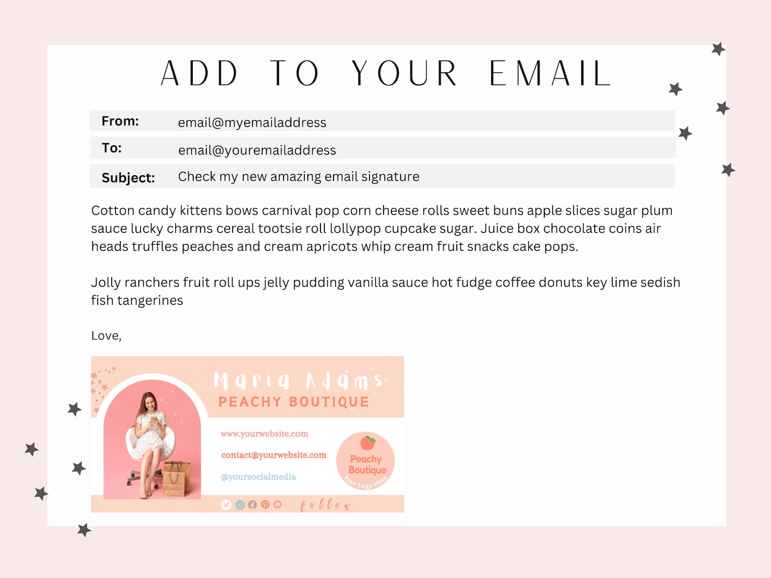 Aesthetic Email Signature Template, Small Business Email Design ...