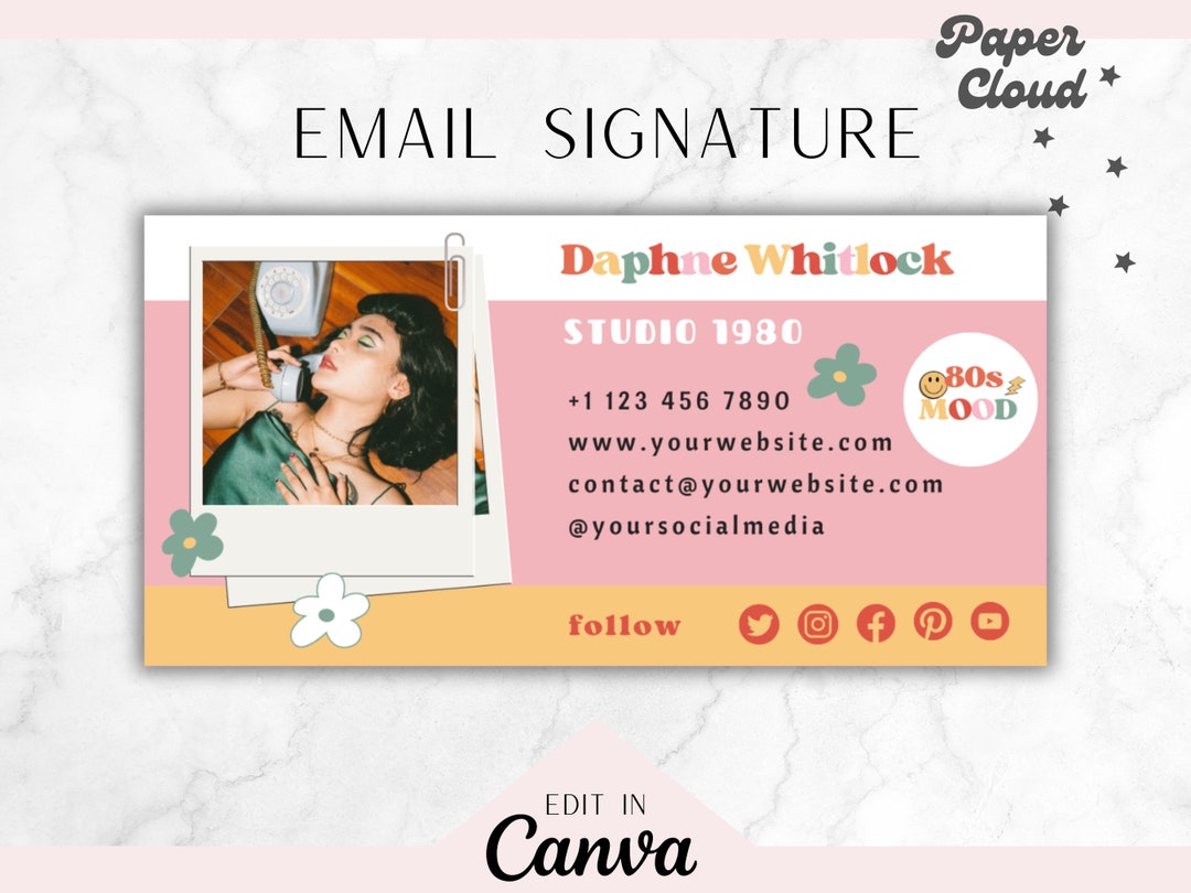 Retro Email Signature Template Canva | Small Business Email Design ...